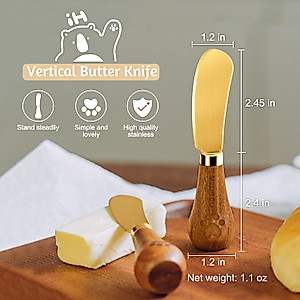 Standing Butter Spreader Knife Gold Butter Knives Set of 4 Cheese Spreader Knives Stainless Steel Charcuterie Knives Butter Cutter Vertical Butter Knife Spreader for Cold Butter Cheese Jam Spreading