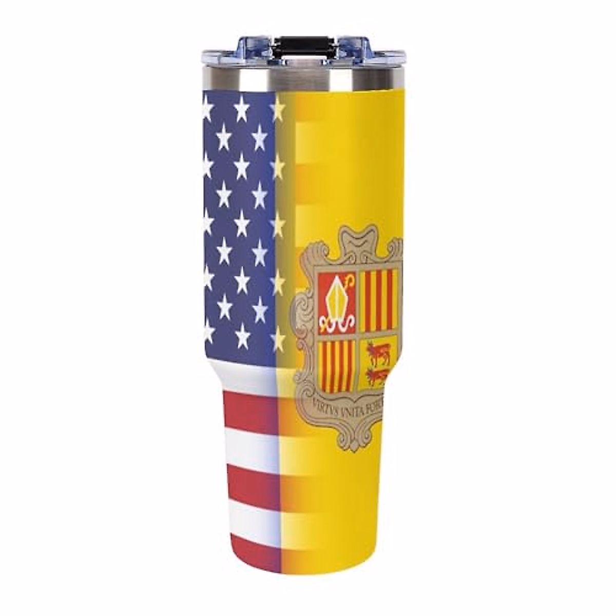 U.S.A Andorran Flag 40oz Water Bottle Double Wall Insulated Tumbler with Handle Leakproof Travel Mug Black-style