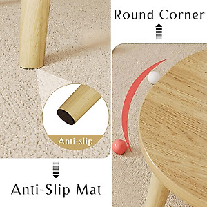 Funecy Small Coffee Table Low Table Solid Wood Sturdy Floor Table Desk for Sitting on The Floor, Storage and Living Room Furniture，Natural Wood，24inch (Round Wood, 24 * 16inch)