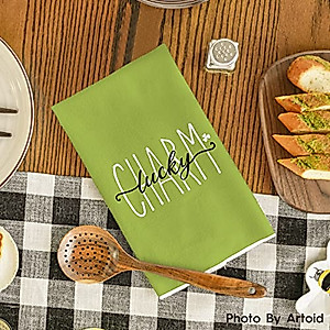 Artoid Mode Buffalo Plaid Shamrock St. Patrick's Day Kitchen Towels Dish Towels, 18x26 Inch Holiday Lucky Charm Decoration Hand Towels Set of 4