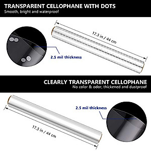 Cabilock Clear Cellophane Wrap Roll 17 in ×100 ft 2 Rolls Cellophane Wrapping Paper for Favor Gift Baskets Flowers Arts & Crafts Treats
