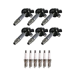 ENA Set of 6 Ignition Coil Pack and Platinum Spark Plug Compatible with Ford Lincoln Mazda Mercury Edge Flex Fusion Taurus MKS MKT MKX MKZ 6 CX9 Sable 3.5L 3.7L V6 Replacement for UF553 SP411