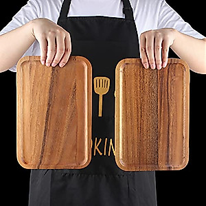 2 Pcs Acacia Wooden Serving Platter for Bar Coffee Party Rectangle Food Dishes Trays Decorative Wood Plates Rectangular Snack Platter Fruit Tray for Decor Cheese Serving Boards Charcuterie Boards