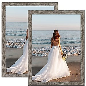COREAET 16x20 Picture Frames Farmhouse Wooden Photo Frame 2 Pack Rustic Wall Decor for Art Poster, Brown, Plexiglass Cover