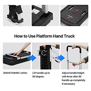 Platform Hand Truck Brake Push Cart Dolly by Rotihomesys, Moving Cart with Wheels Foldable, Utility Cart with 330LB Weight Capacity for Easy Storage and 360 Degree Swivel Wheels (Black)