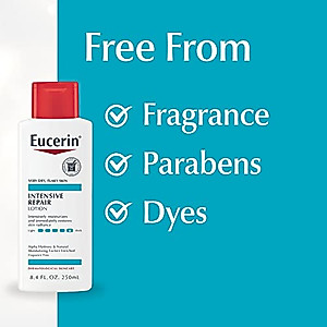 Eucerin Intensive Repair Body Lotion, Lotion for Very Dry Skin, 8.4 Fl Oz Bottle, Pack of 3