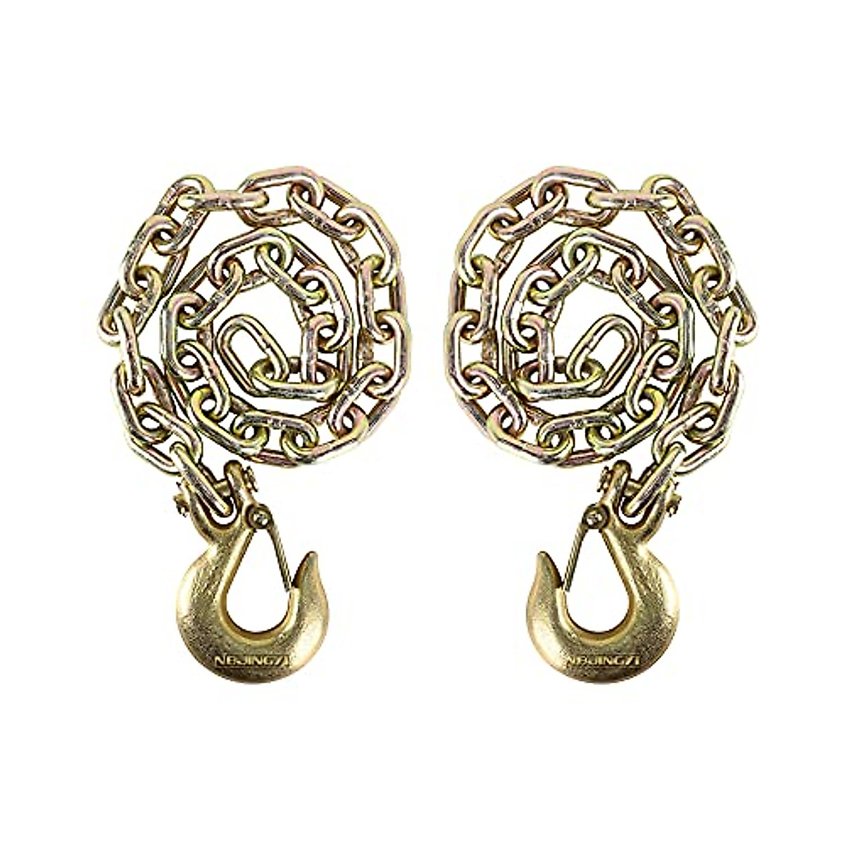 NBJINGYI 3/8" X 35" Trailer Safety Chain 2pcs Grade 70 Binder Chain with Clevis Grab Hooks