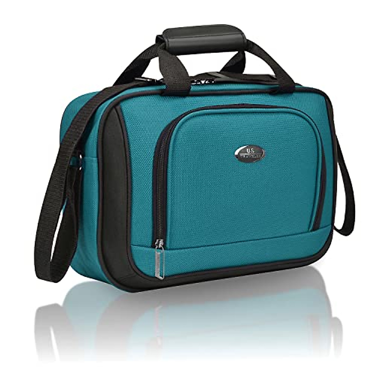 U.S. Traveler Rugged Fabric Expandable Carry-on Luggage Set, Teal, 4 Wheel