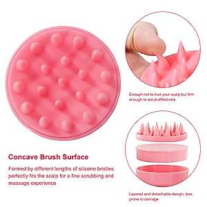 LONOIIEN Scalp Massager, Scalp Scrubber with Soft Silicone Bristles Hair Shampoo Brush for Scalp Exfoliator, Promote Hair Growth & Dandruff Removal(Pink)