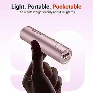 EnergyQC Fast Charging Portable Charger 5000mAh,External Battery Power Bank with USB-C Input(Recharge Only), Battery Pack Compatible with iPhone,Samsung Galaxy,Airpods and More-Rose Gold