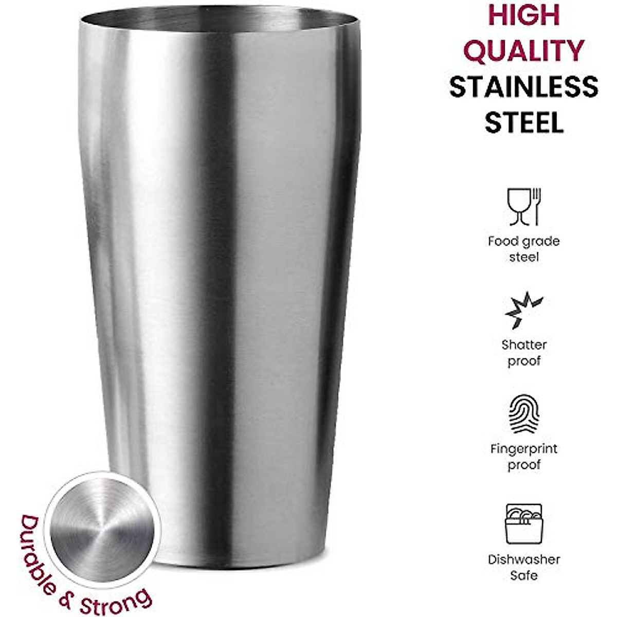 FineDine 14-Piece Cocktail Shaker Set Bartender Kit - Boston Shaker w/Strainer, Bar Jigger, Bar Spoon & More - Full Stainless Steel Cocktail Set w/Bar Tools - Drink Mixer Bar Set - Bar Accessories