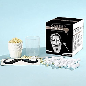 Nose Wax Hair Remover Oakeer Nose Wax Kit with 30 Pcs Nose Wax Sticks for Men and Women at Home Nose Hair Removal 100g Wax (Nose Wax Kit)