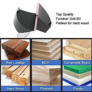 ASNOMY 6PCS Large Size Forstner Bit Set, 1-3/8Inch to 2-3/4Inch Carbide Tipped Forstner Drill Bit for Hard Wood, Wood Drilling bit Set Woodworking Hinge Cutter Tool Kits for Wood Plastic Plywood