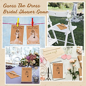 Fulmoon 50 Packs Guess The Dress Bridal Shower Games for Guests Include Wedding Shower Games Cards and Water Soluble Pencils Fun Wedding Decorations Party Supplies Games Ideas(Brown)