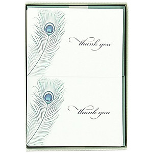 Hortense B. Hewitt 50-Count Peacock Feather Thank You Note Cards