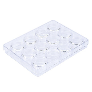 AKOAK Clear Bead Container with 12 Pcs 5G/5ML Empty Clear Plastic Cosmetic Containers Jars PotStorage Container Set for Makeup, Cream, Lotion, Sugar Scrubs, Eye Shadow, Slime, Paint, Jewelry Etc.