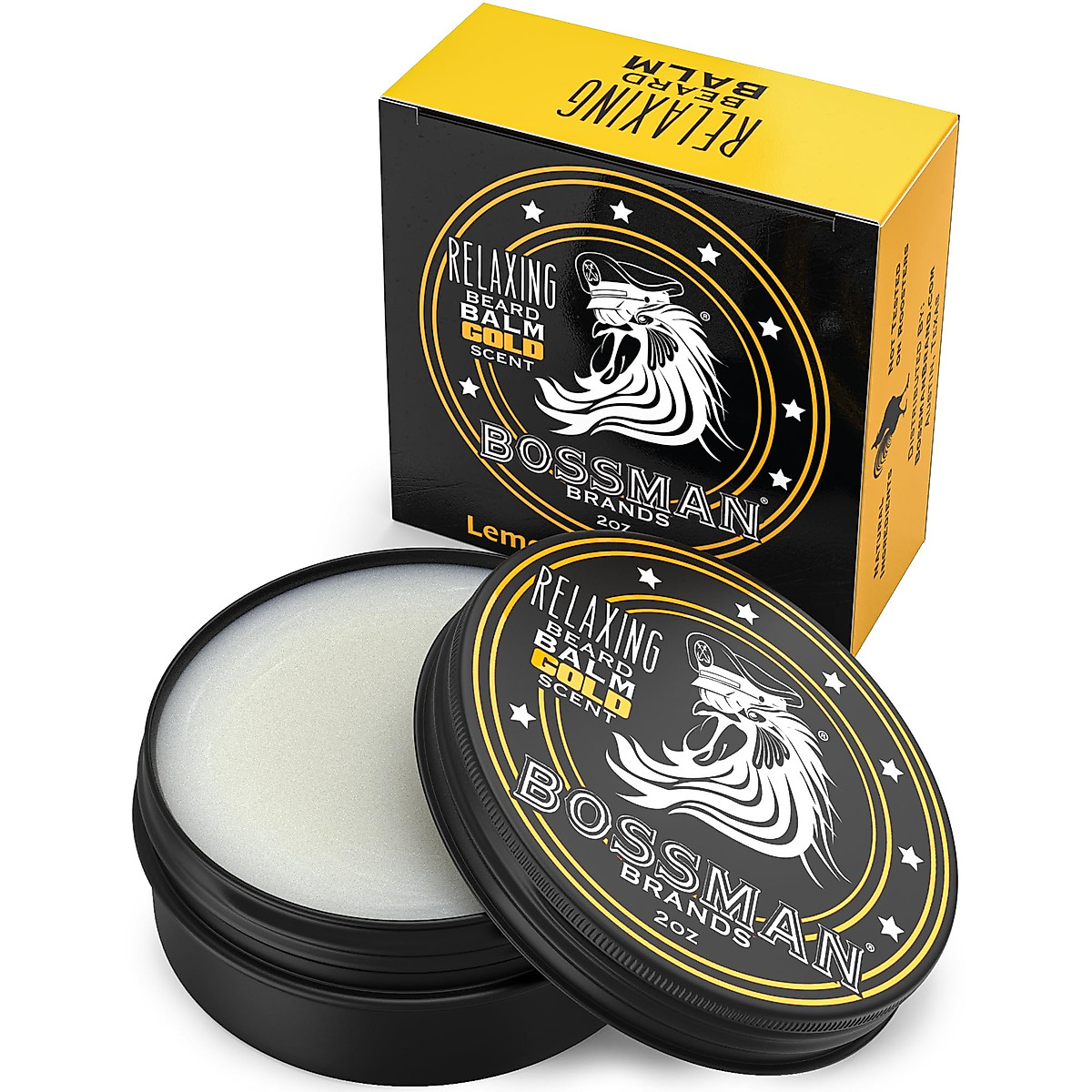 Bossman Relaxing Beard Balm - Beard Tamer, Relaxer, Thickener and Softener Cream - Beard Care Product - Made in USA (Gold Scent)