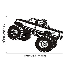 JUEKUI Big Truck Car Wall Decal Stickers Supersize SUV Super Truck Boys Bedroon Living Room Decoration Wall Decor Poster WS107 (Black)