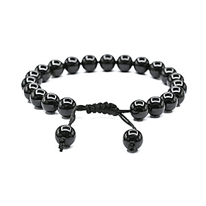 Black Tourmaline Bracelet for Women Men's Gifts - Protection Healing Crystal Bracelet - 8mm Gemstone Beaded Adjustable Bracelet Pulseras Para Hombres Mujer Stocking Stuffers