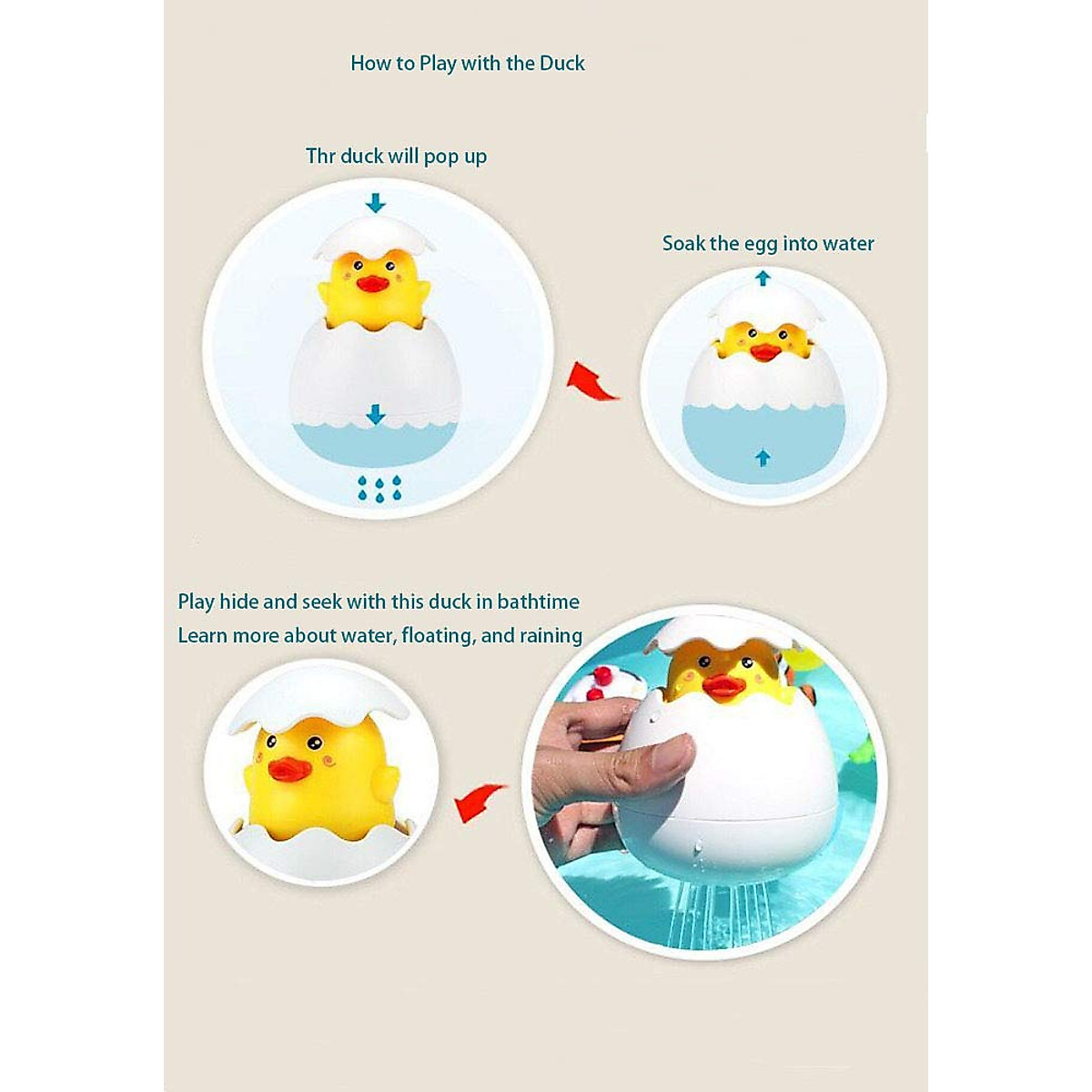 KAREZONINE Baby Bath Toy Duck Hatching Egg Squirting Rain Cloud Bathtub Water Toy with Hidden Duck Surprise Toy for Filling Easter Eggs Pool Floating Toy for Toddlers Boy Girl Kid Birthday Christmas