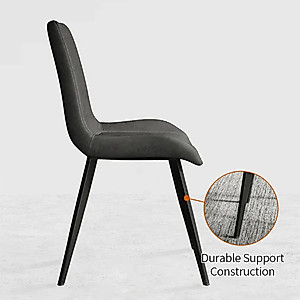 Dining Chairs Set of 4 with PU Cushion Mid Century Modern Metel Legs for Indoor Kitchen & Dining Room Chairs Comfortable Chairs Suitable for Home Coffee… (4, Gray)
