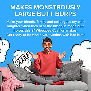 Laughing Smith Mega 8-inch Whoopee Cushion - Giant Fart Sound Prank Toy for Kids - Perfect Joke or Gag Gift, Funniest Fart Game - Durable Woopy Cushion for Parties and Playtime