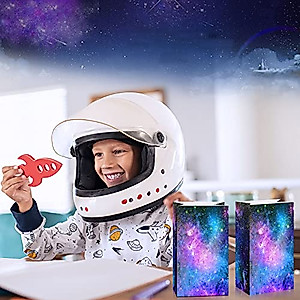 28 Pack Galaxy Party Favor Paper Bags, Space Galaxy Print Candy Favor Bags Goodie Popcorn Treat Bags Solar System Planet Present Wrapping Bags for Kids Birthday Space Galaxy Party Supplies