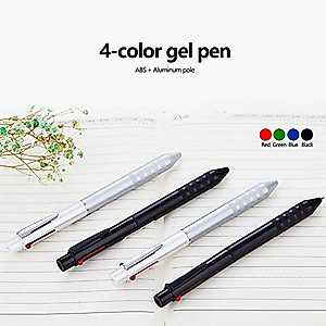 DUNBONG Multi Color Pen Black 4 In 1 Multi function Pen with Black, Blue, Red, Green, Metal Gel Ballpoint Pen, 1-Count (Black)