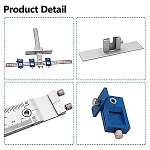 Quick-Set Cabinet Drilling Jig/Template for Easy Installation for Handles and Knobs on Doors and Drawer Fronts-Blue Stainless Steel.