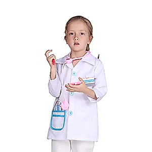 leegleri Doctor Lab Coat Role Play Costume Pretend Play Jacket for Toddler,Doctor Dress Up Outfit for Birthday Gift(3-4years)