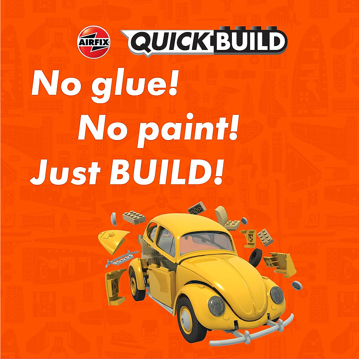 Airfix Quickbuild Volkswagen Beetle Yellow Brick Building Model Kit, Multicolor