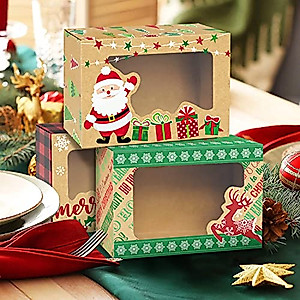 party funny 12 Christmas Cookie Boxes -Large Holiday Bakery Food Container for Gift Giving with 80 Count Christmas Foil Gift Stickers