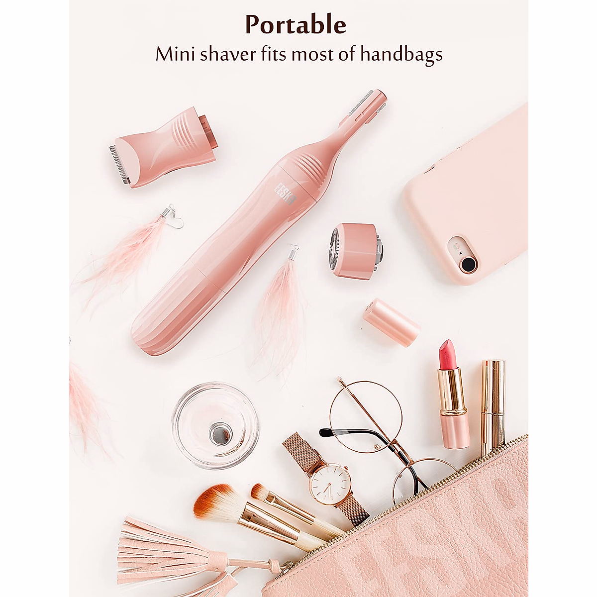 EESKA Bikini Trimmer for Women, 3 in 1 Cordless Electric Shaver Clipper IPX7 Waterproof Wet & Dry Use Lady Razor Groomer for Legs, Arms & Bikini with Painless Facial Hair Removal Eyebrow Trimmer