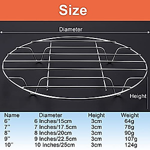 Wotermly 5 Pack Round Cooling Racks Set, 6, 7, 8, 9, 10 inch Air Fryer Rack Steamer Rack Baking Rack Stainless Steel Cake Pan for Baking Canning Cooking Lifting Food in Pots