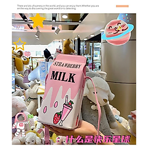 WILDFINDING Unique Girls Fruits Banana Strawberry Milk Box Cross Body Purse Women Phone Wallet Shoulder Bag Super Gift (F-StrawberryN)