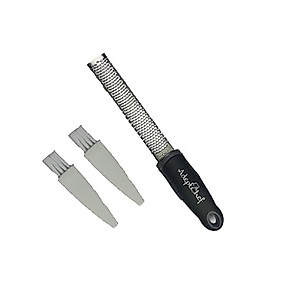 Citrus Lemon Zester & Cheese Grater by AdeptChef - Parmesan Cheese, Lemon, Ginger, Garlic, Nutmeg, Vegetables, Fruits - Very sharp Stainless Steel Blade Protective Cover, Dishwasher Safe