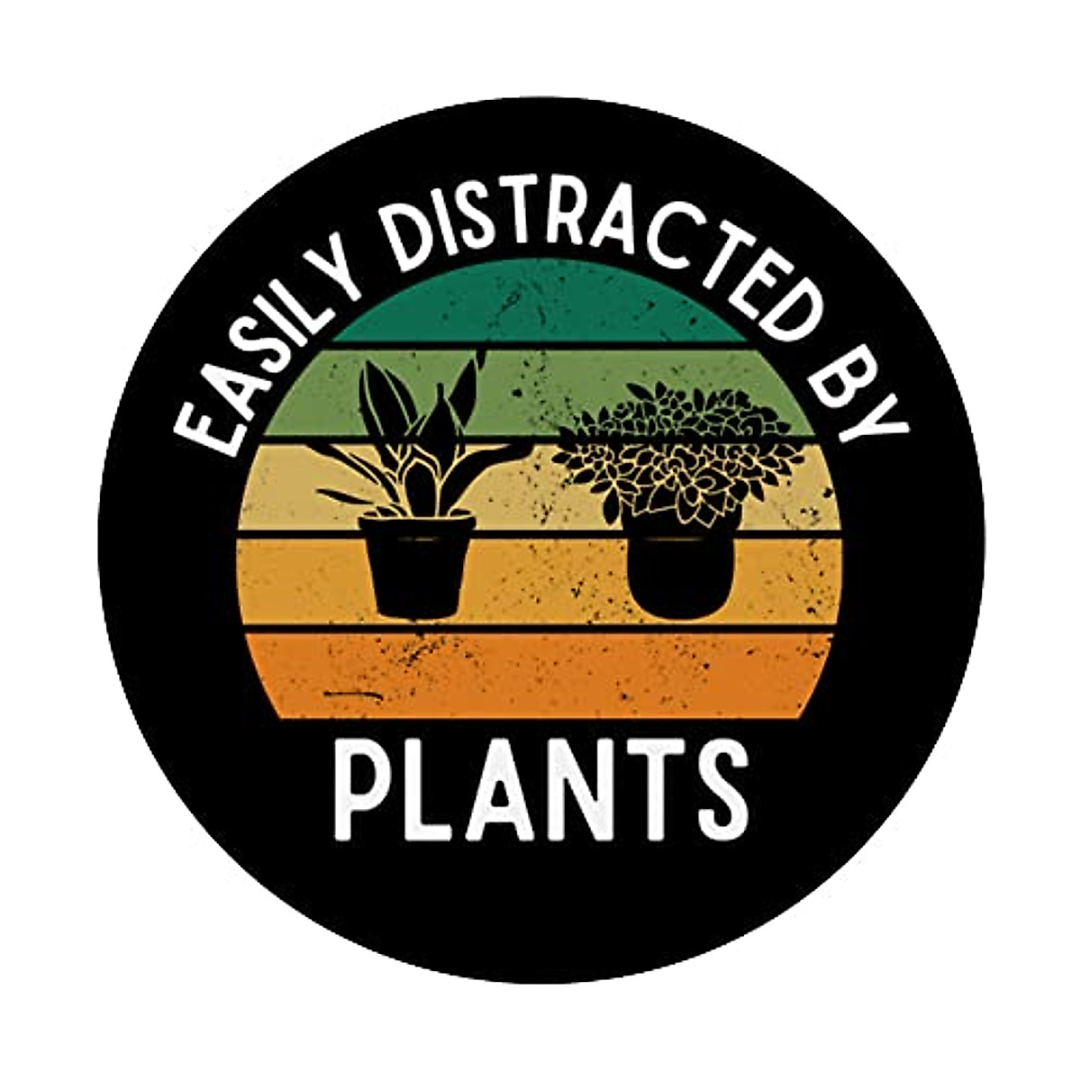 Retro Pots Easily Distracted By Plants | Botany Plant Lover PopSockets Swappable PopGrip