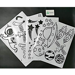 Wall Decor for Boys Room Art Outer Space Star Rockets Planets Stickers Removable Space Wall Decal for Children Bedroom Decoration (Black)