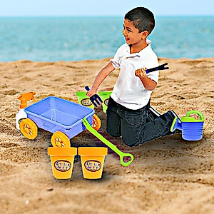 Dimple Garden Wagon & Tools Toy Set Premium 15 Pcs Kids Gardening Tools & Wagon Toy Set - Sturdy & Durable - Top Yd, Beach, Sand, Garden Toy - Great for Kids & Toddlers (Garden Toy Set) Green (Single)
