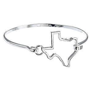 PammyJ Silvertone State of Texas Bangle Bracelet