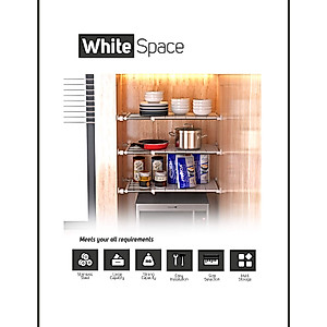 Whitespace Expandable Closet Tension Shelf - Stainless Steel 9.45 in. x 24 in. x 40 in. Adjustable Shelf, Kitchen Cabinet Storage Maximizer, Additional RV Storage, Heavy Duty Tension Rods (10x24)