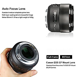 Meike 85mm f1.8 Large Aperture Full Frame Auto Focus Telephoto Lens for Canon EOS EF Mount Digital SLR Camera Compatible with APS C Bodies Such as 1D 5D3 5D4 6D 7D 70D 550D 80D