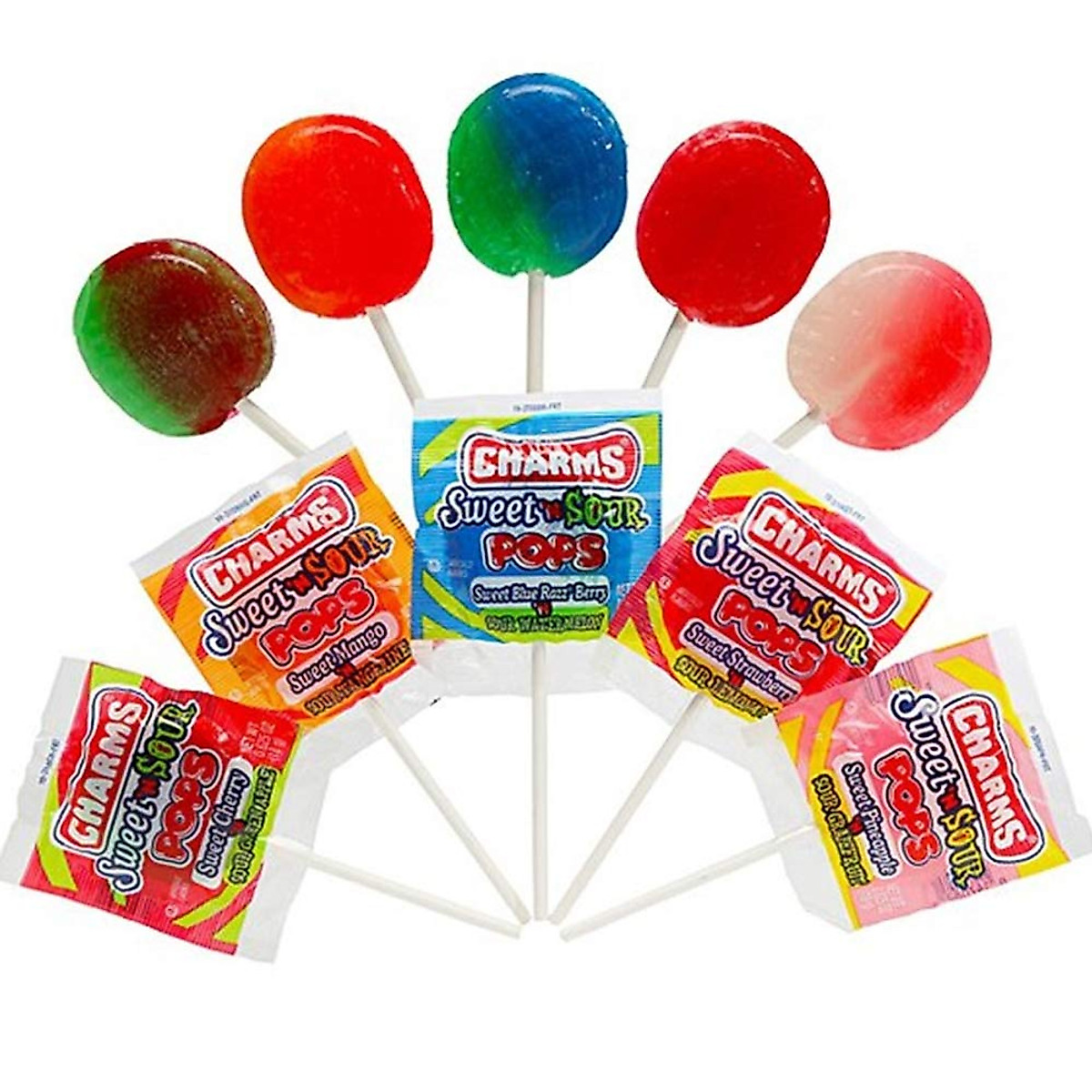 28 Pc Charms Sweet Sour Pops Lollipop Sucker Stick Candy Lollypops Party Favors