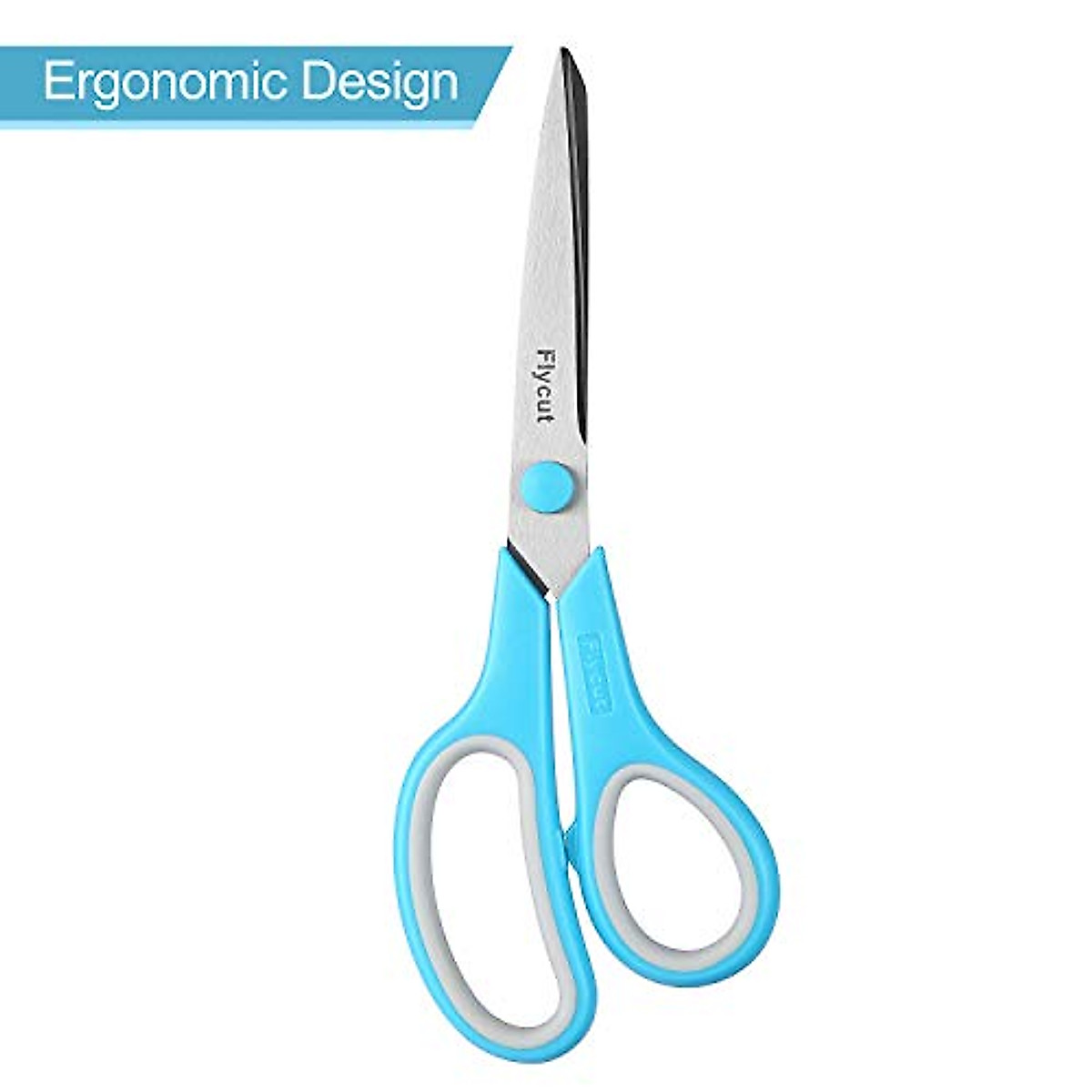 Scissors, Flycut Comfort Grip 8 Inch MutiPurpose 3-Pack Heavy Duty Durable Stainless steel and Sharp Blade for Cutting paper,Cardboard, Fabric, Craft Sewing.Suitable for Office, School and Home Use.