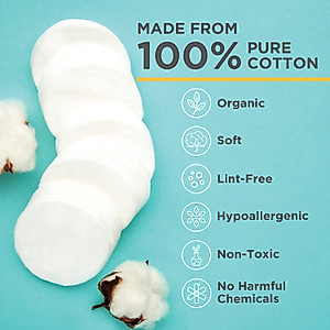 Organic Cotton Rounds Compatible with Makeup Products, Eye Makeup Remover Pads and Baby Wipes, Small, 300 Count - Noleo