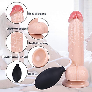 Squirting Dildo with Powerful Suction Cup Design Silicone Ejaculation Dildo for Hands Free Play Soft Realistic Dildo with Curved Stem and Balls Adult Sex Toys for Female G-Spot and Anal Prostate