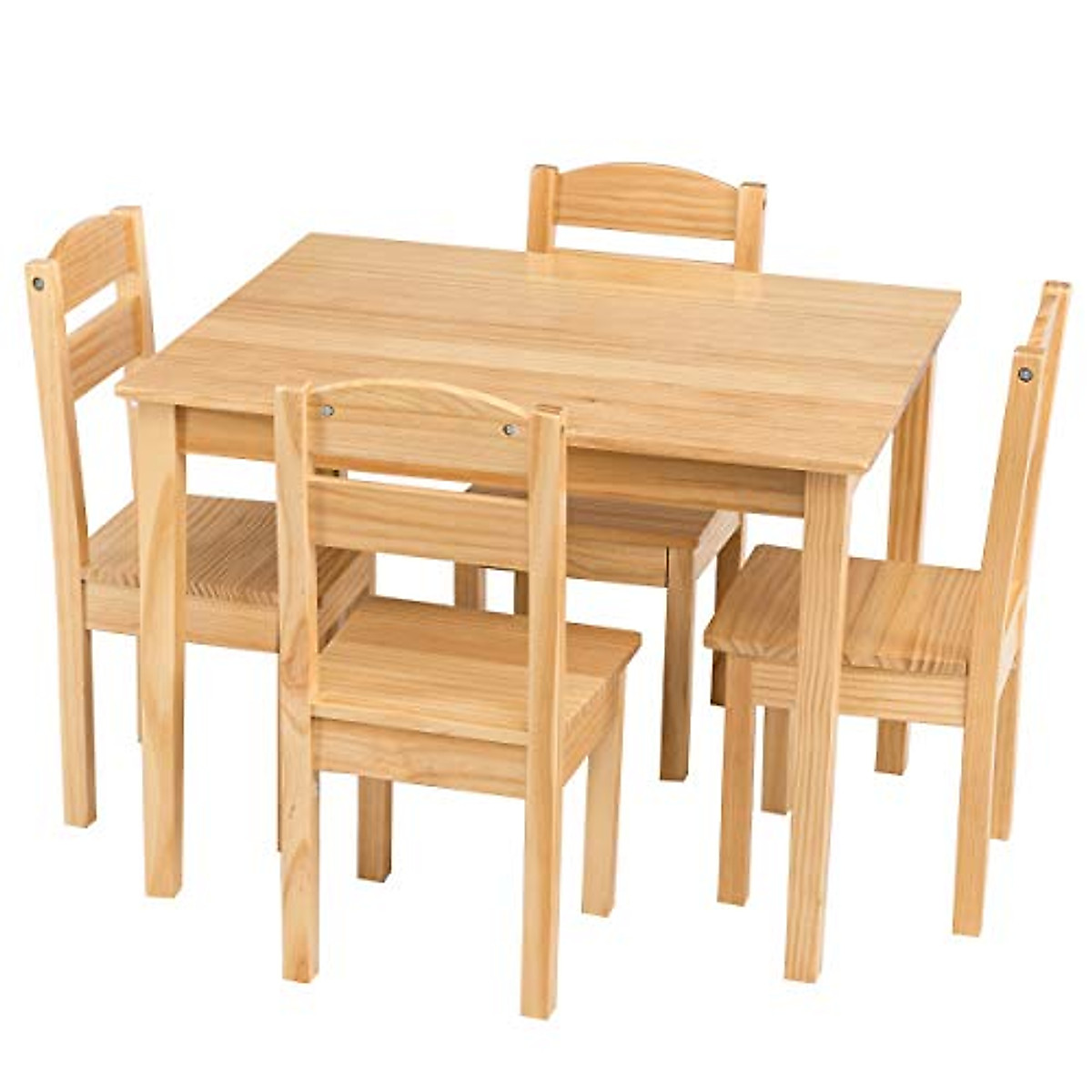 Nightcore Kids Wooden 4, Activity 2 to 6 Years, Toddler Game, Playroom Furniture, Picnic w/Chairs, Solid Wood 5 Piece Dining Table Set, Natural