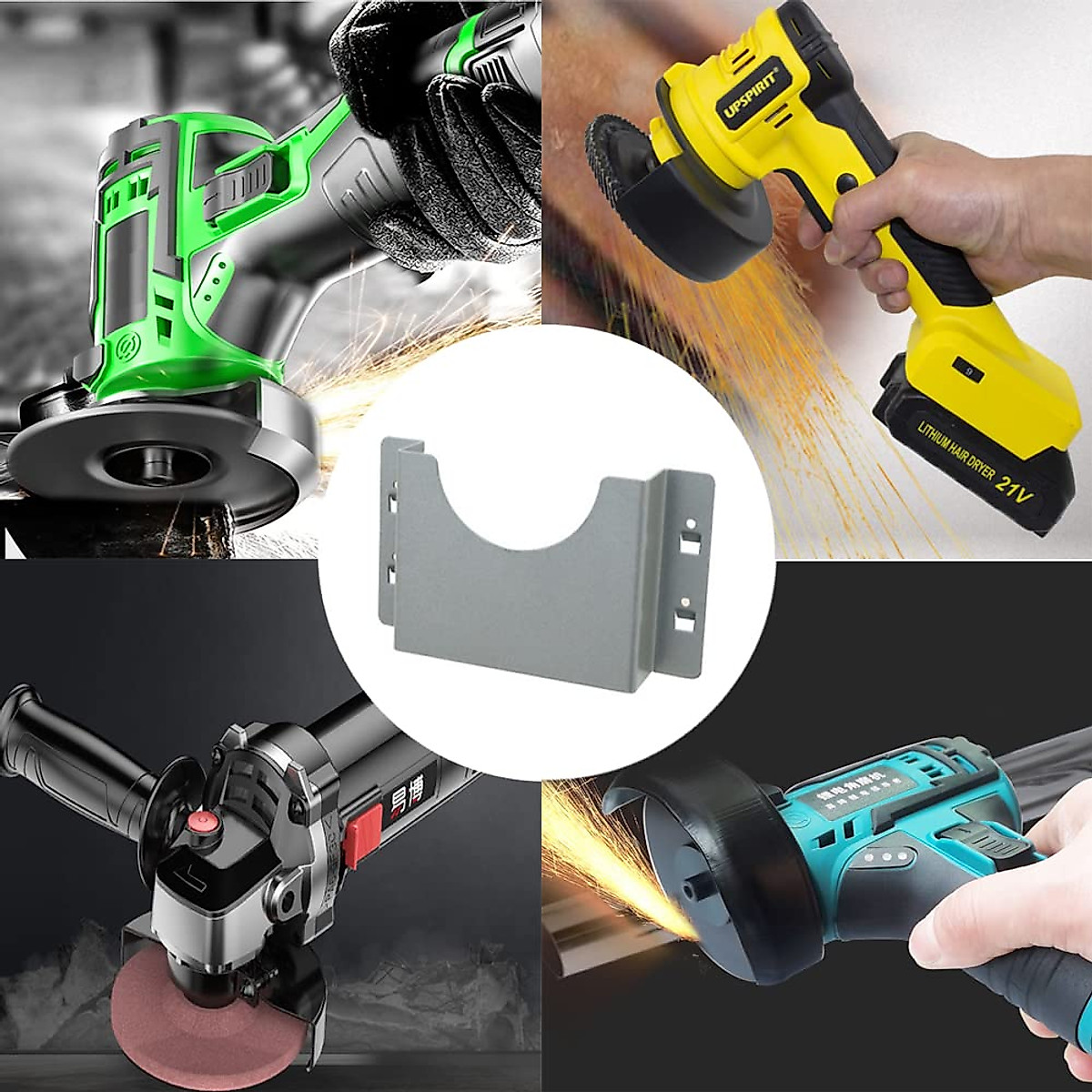 bjsdkff Angle Grinder Holder Tool Wall Mount Bracket, Angle Grinder Storage Rack for Angle Grinders, Cutters, Polishers, Impact Wrench Wall Holder 2 pieces