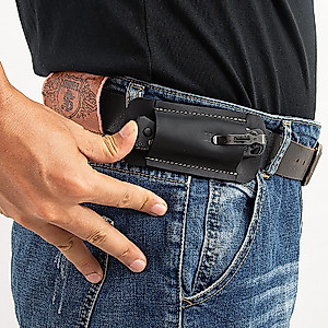 Knife Sheath,Leather Knife Sheath for Belt,Horizontal Carry Pocket Knife Holder,EDC Belt Organizer,Handmade Compact Draw Knife Holster,EDC Pocket Organizer,Sheath for Folding Knife (Black)