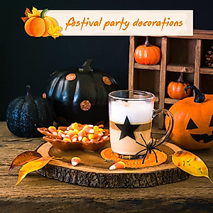 Crochet Pumpkins Coaster Handmade Knitted Drink Coaster Set Autumn Drink Cup Pad Mats Absorbent Bottle Mug Place Mats for Table Protection Fall Halloween Thanksgiving Themed Party Decoration (4 Pcs)